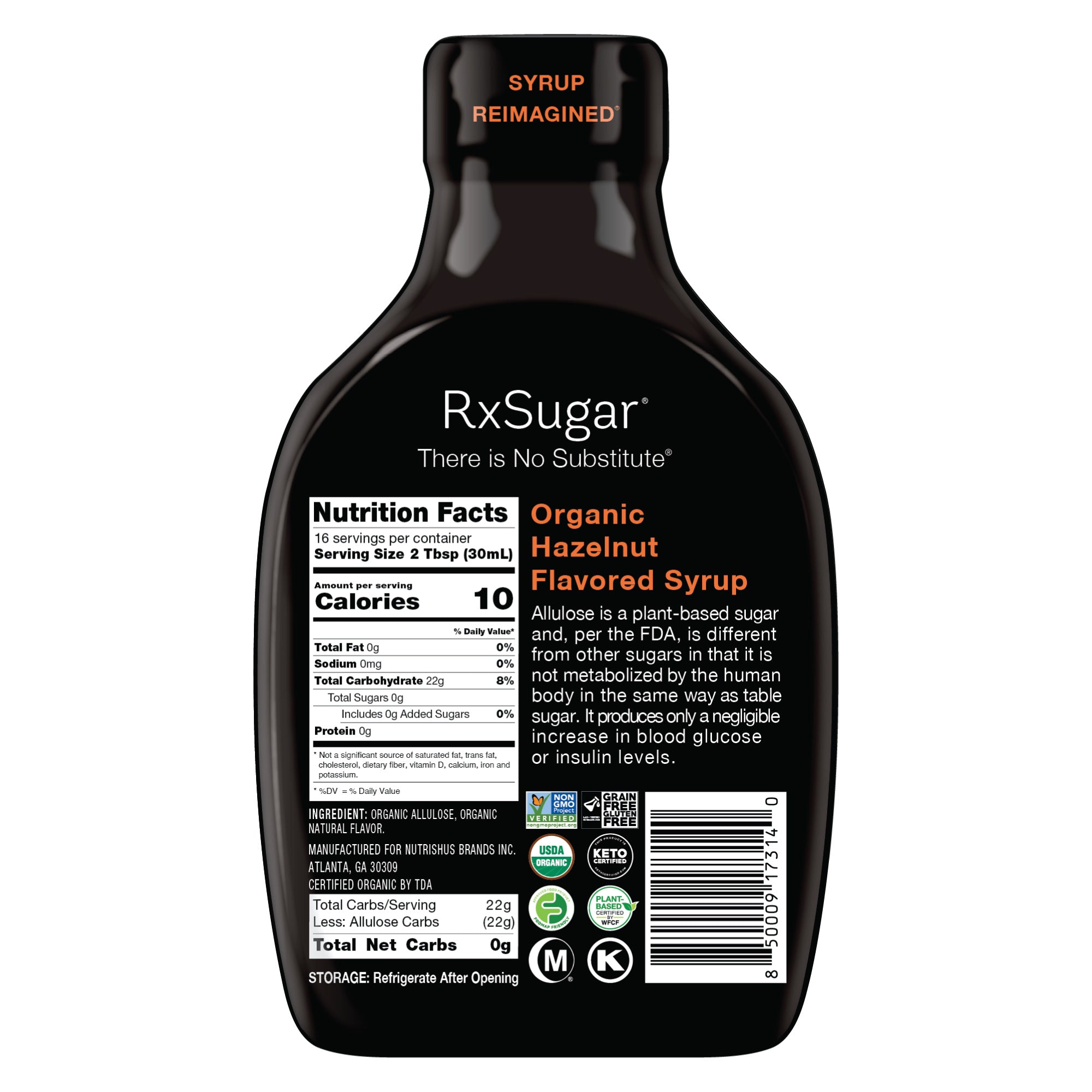 RxSugar Organic Hazelnut Syrup – Pounds Transformation